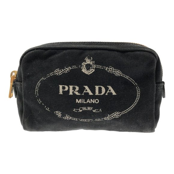 Prada | Bags | Prada Prada Pouch Canvas Black Cosmetic Case Multi ...